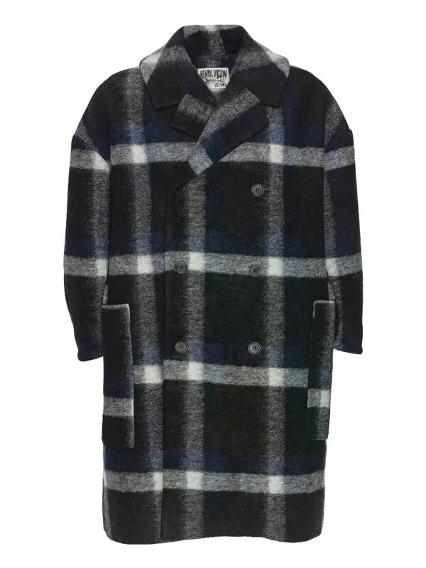Henrik Vibskov Floating Oversized Checked Double-breasted Coat - Blue