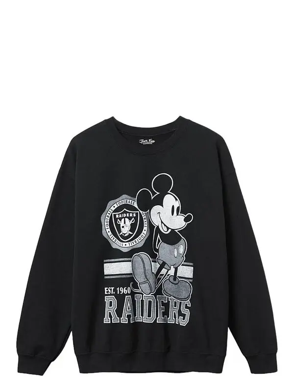 Junk Food Clothing Las Vegas Raiders Mickey Crew Fleece - Black