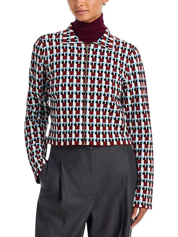 ZANKOV Sauve Cropped Geometric Zip Cardigan - Gamay Multi