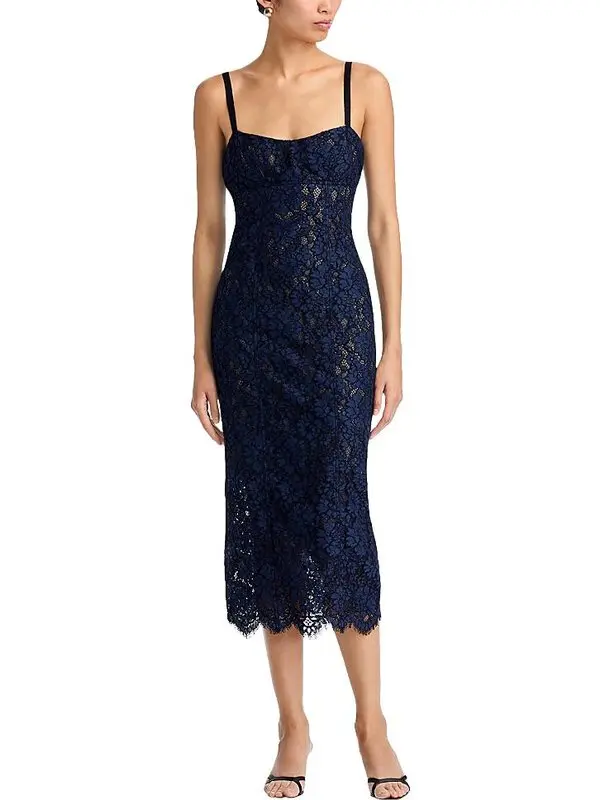 Veronica Beard Freesia Lace Midi Dress - Navy