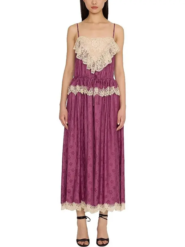 Sea Ethel Lace Trim Midi Dress - Plum