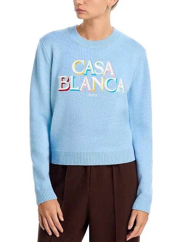Casablanca Logo Embroidered Sweater - Blue