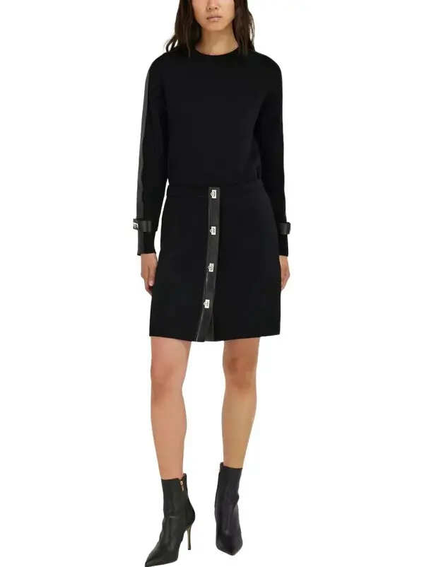 FERRAGAMO Skirt With Leather Trims - Black