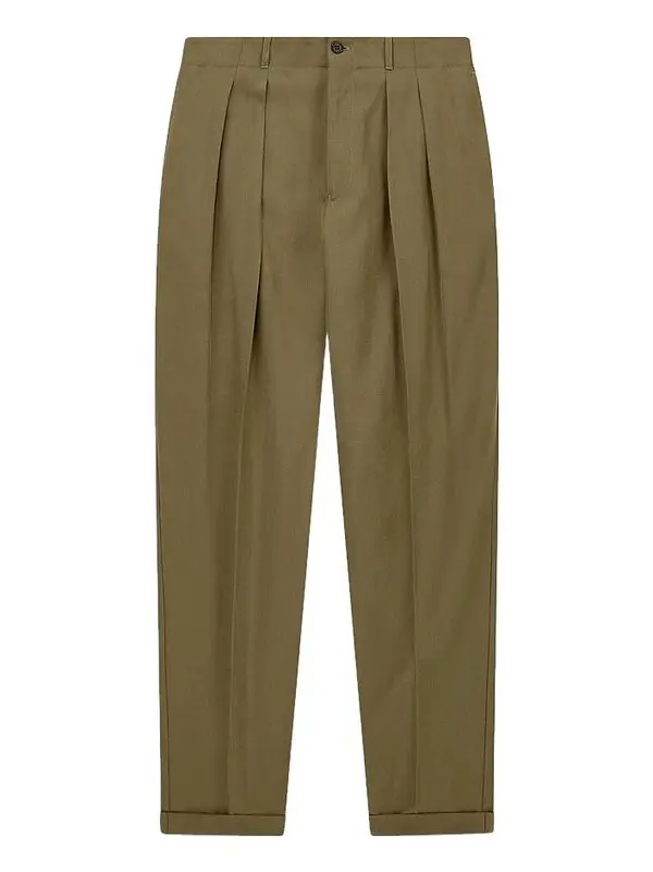 Emporio Armani Relaxed Pleated Trousers - Capers