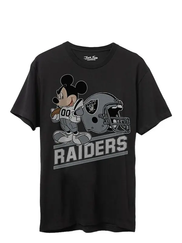 Junk Food Clothing Las Vegas Raiders Disney Mickey Came To Play Fan Tee - Black