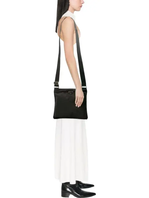 Prada 2000-2013 Tessuto Zip Top Crossbody Bag - Black