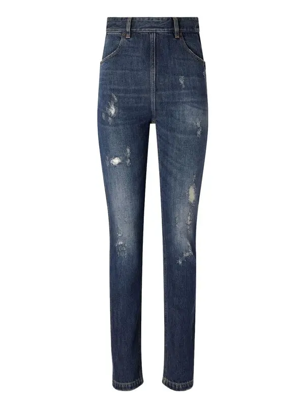 MAISON MARGIELA Distressed High-rise Skinny Jeans - Blue