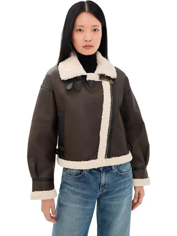 Alpha Industries Grove Relaxed Fitmoto Faux Leather Jacket - Hickory