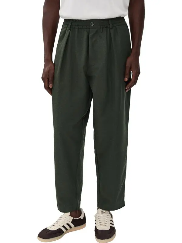 Universal Works Tweed Track Pleated Pants - Olive