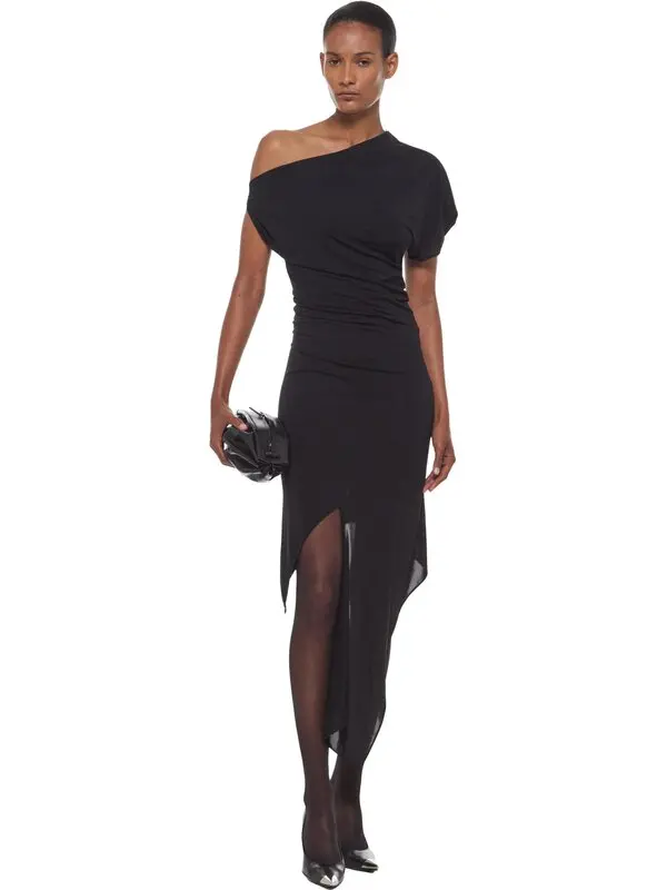 Helmut Lang Asymmetric Sash Dress - Black