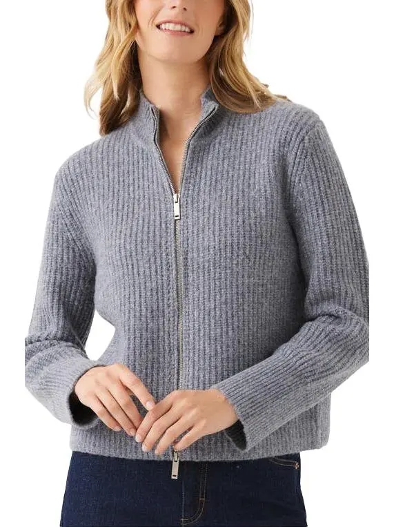 Karen Kane Mockneck Two-way Zip Sweater - Gray