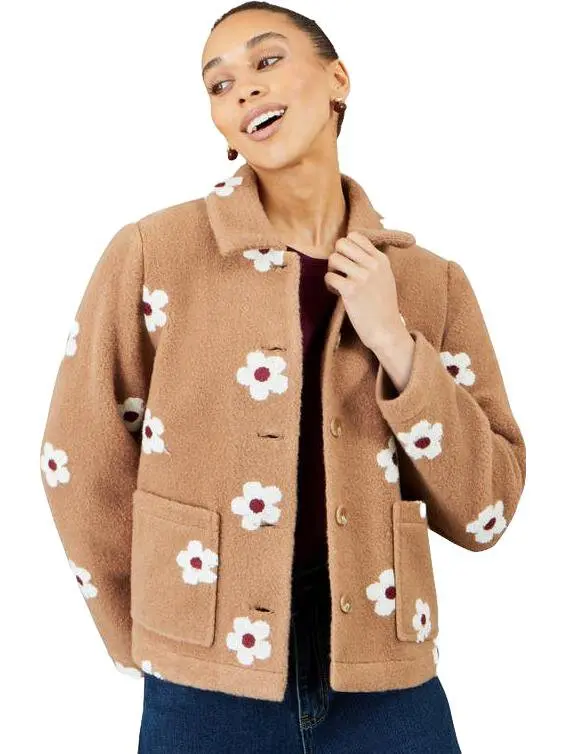 YUMI Relaxed Boxy Jacket - Brown