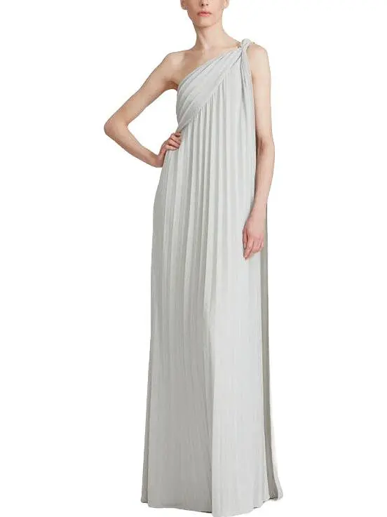 Halston Priya Knit Pleated Gown - Silver