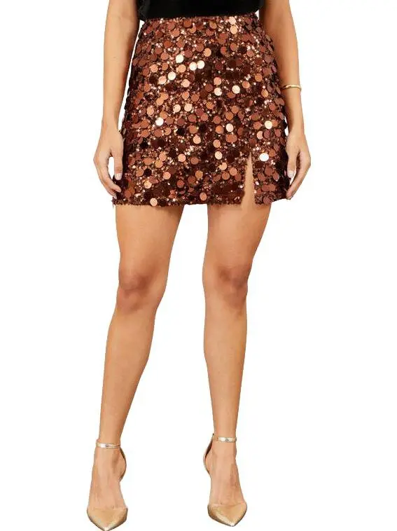 YUMI Big Sequin Mini Skirt - Copper