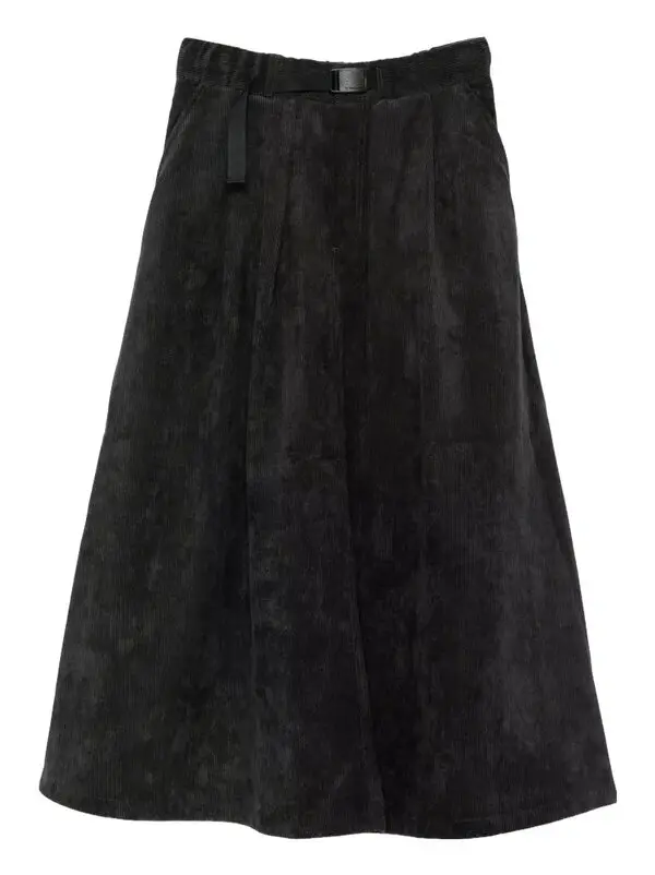 SNOW PEAK Corduroy Belted Skirt - Black