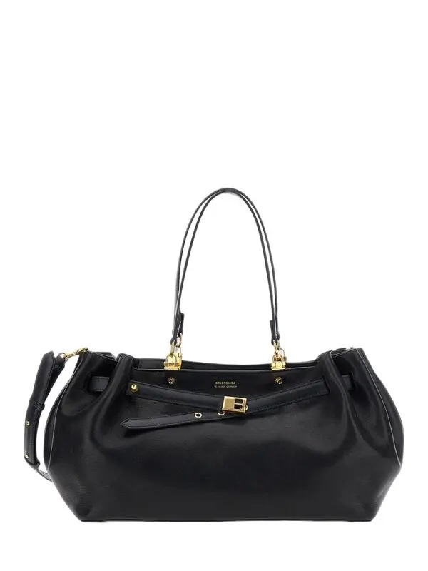 Balenciaga Fan Medium Leather Tote Bag - Black
