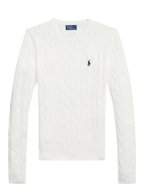 Polo Ralph Lauren Cable Knit Sweater With Logo - White