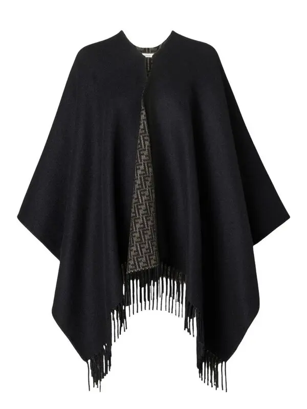 Fendi Ff Wool And Cashmere Poncho - Brown