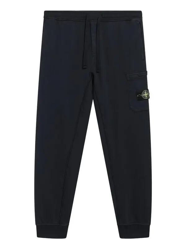 Stone Island Navy Cotton Jogging Trousers With Cargo Pocket And Logo Patch - Blue