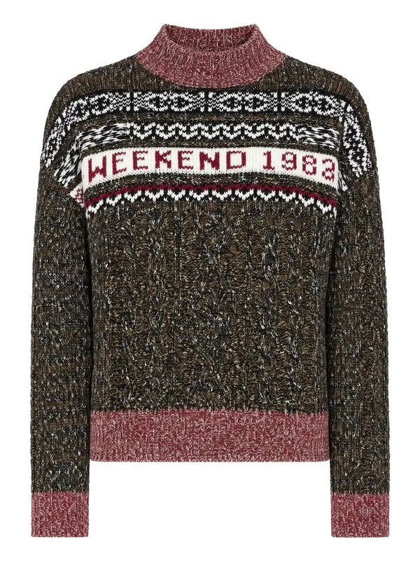 Max Mara Fair Isle Turtleneck Sweater - Nero