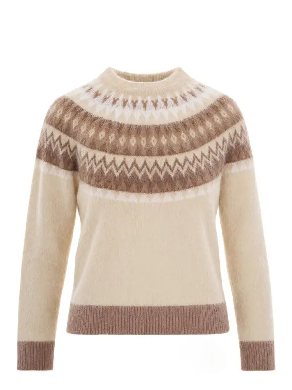 Max Mara Jacquard Knit Sweater - Ecru