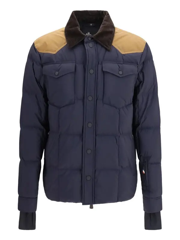 Moncler Geltech Down Ski Jacket With Corduroy Trim - Blue