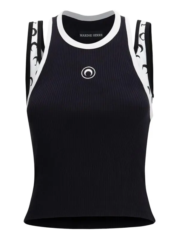 MARINE SERRE Layered Cotton Jersey Tank Top Feale - Black