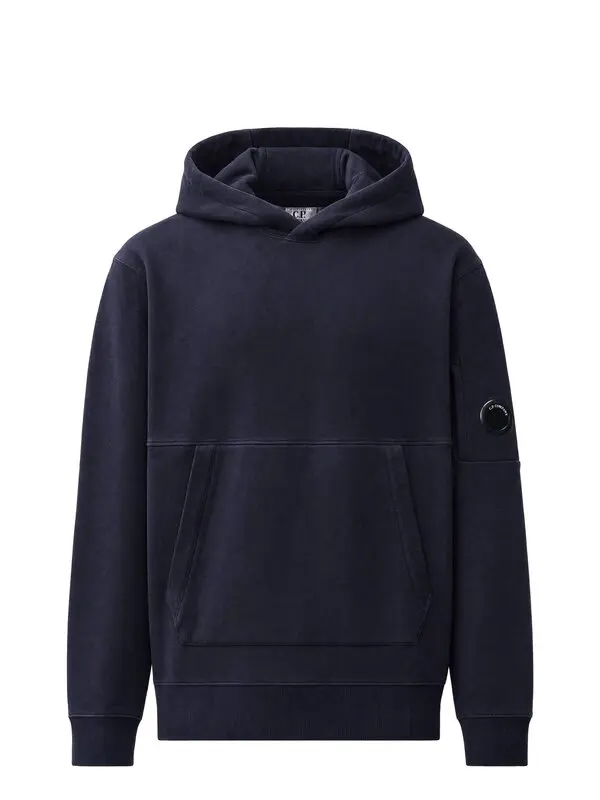 C.P. COMPANY C. P. Company Cotton Fleece Hoodie Sweatshirt - Total Eclipse