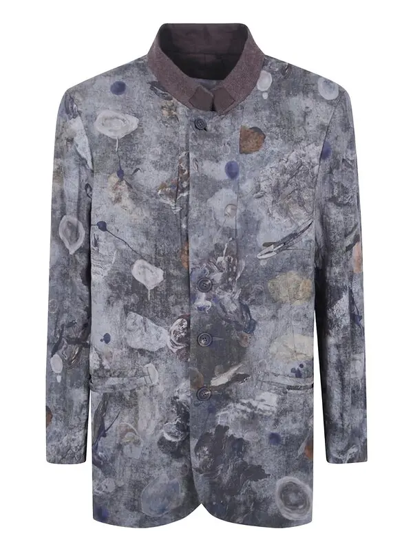 ZIGGY CHEN Jacket Digital Print "stand Collar Blazer - Blue