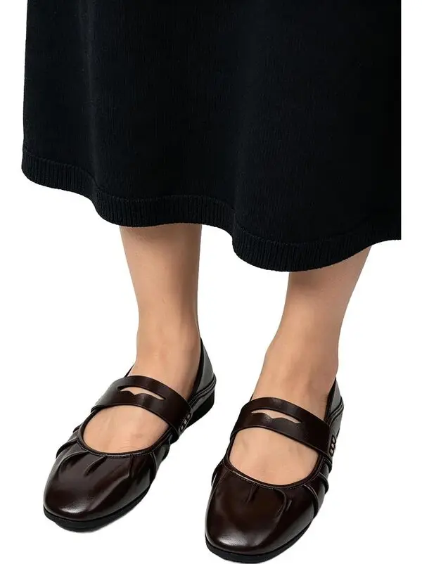 JELAVU Blair Faux Leather Penny Loafer Flat - Coffee