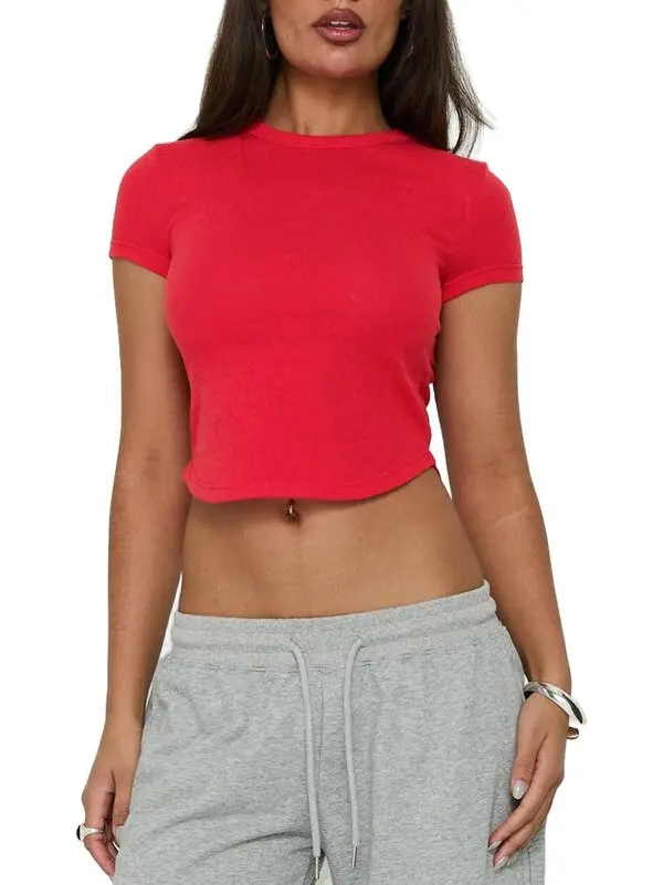 Princess Polly Peloma Saddle Hem Jersey T-shirt - Red