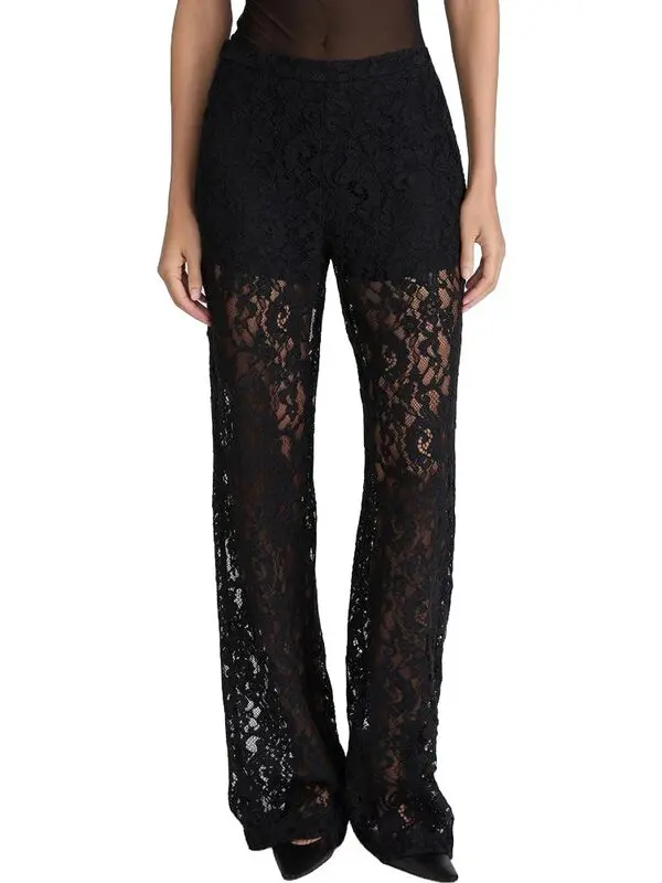 FRAME The Lace Wide Leg Pants - Black