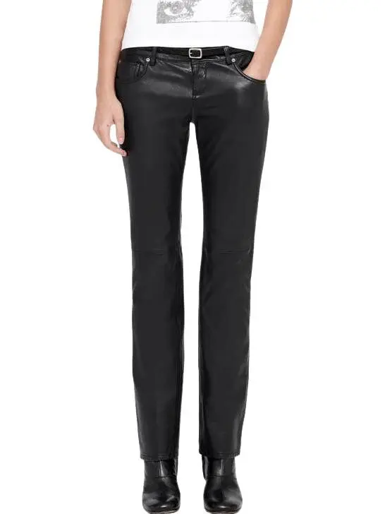 ALLSAINTS Riella Leather Trousers - Black