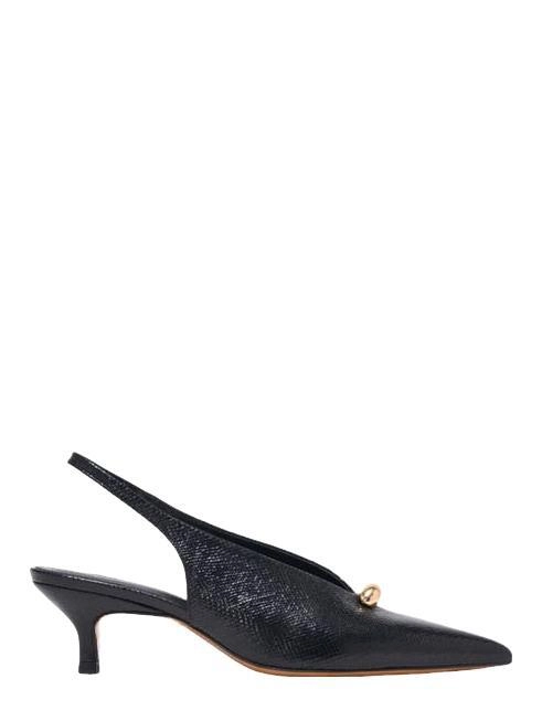 Maje Pointed Embossed Leather Slingbacks - Black