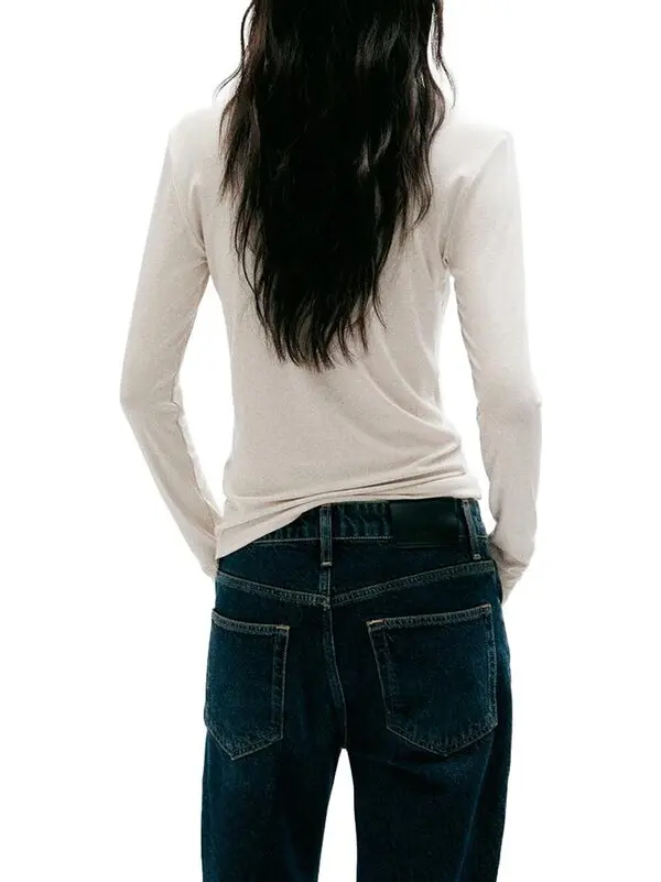 Mango Long Sleeve Fitted T-shirt - Ecru