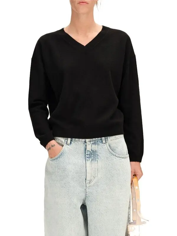 Bimba Y Lola V-neck Wool Cashmere Sweater - Black