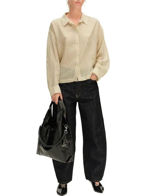 Bimba Y Lola Boxy Rhinestone Shirt - Sand