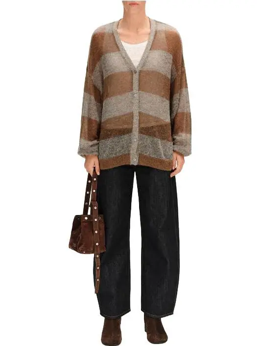 Bimba Y Lola Striped Wool Cardigan - Toffee