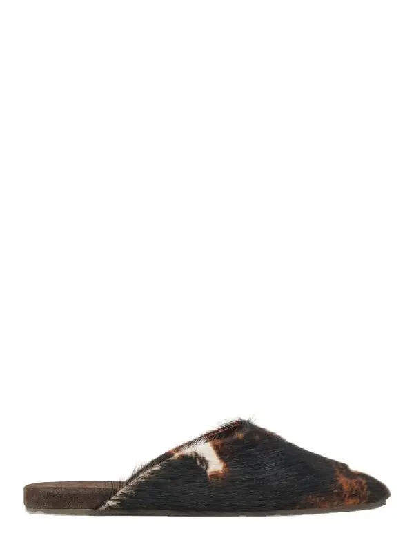 Bimba Y Lola Cow Print Fur Mule - Brown