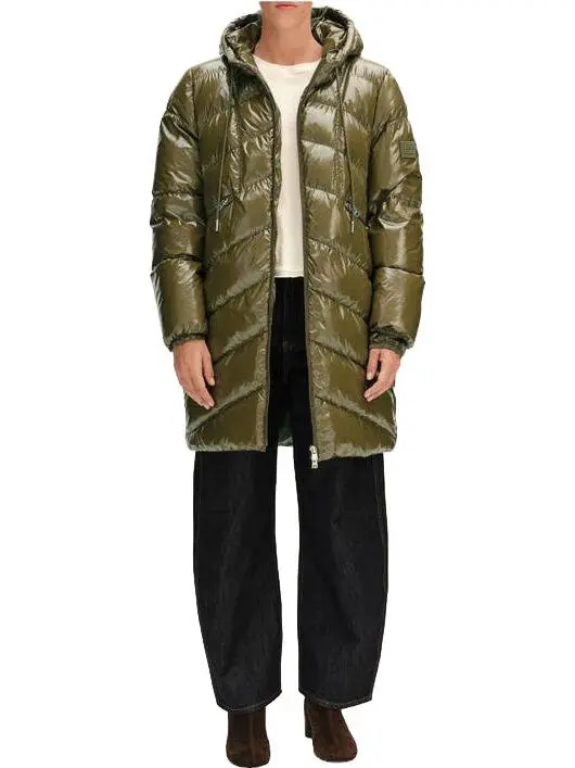 Bimba Y Lola Straight Cut Midi Puffer - Olive