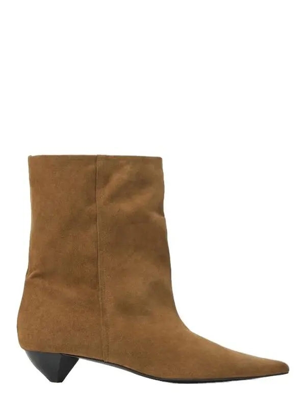 Bimba Y Lola Suede Heeled Ankle Boot - Olive