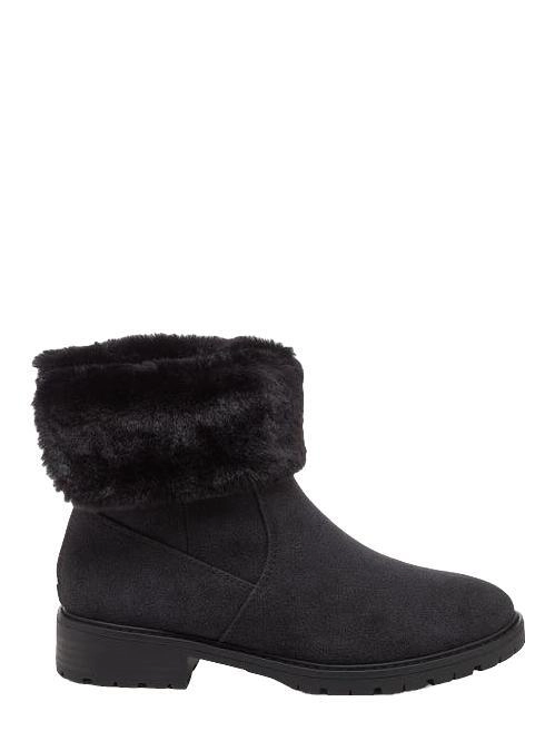 ROCKET DOG Niche Faux Fur Cuff Lug Sole Ankle Boots - Black