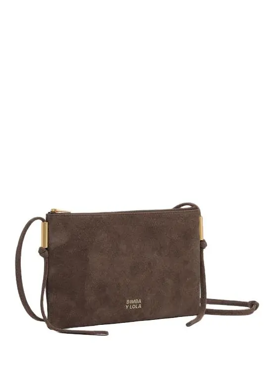 Bimba Y Lola Small Suede Clutch Bag - Fango