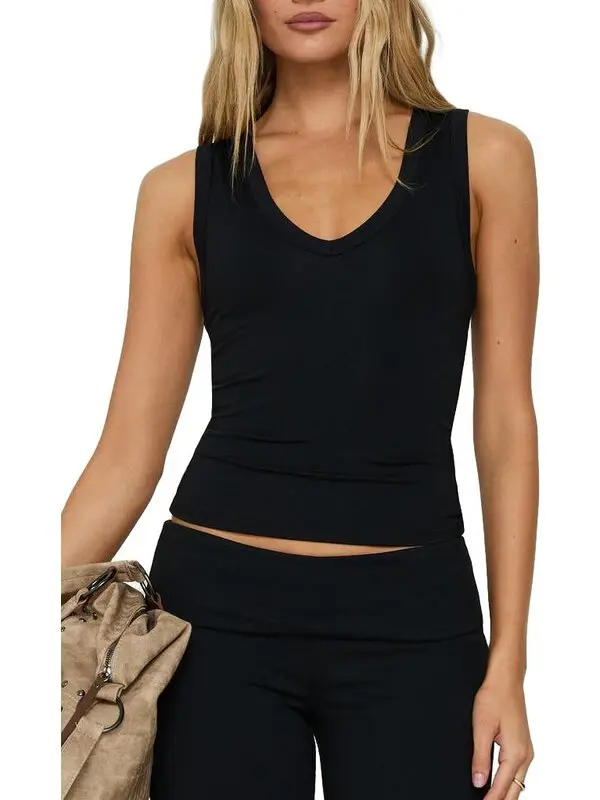 Princess Polly Daily Define V-neck Tank - Black