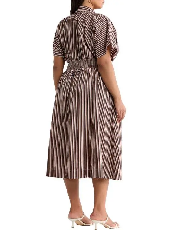 SUGARLIPS Wilderra Pleated Midi Dress - Brown-multi