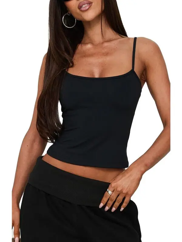 Princess Polly Daily Define Thin Strap Tank Top - Black