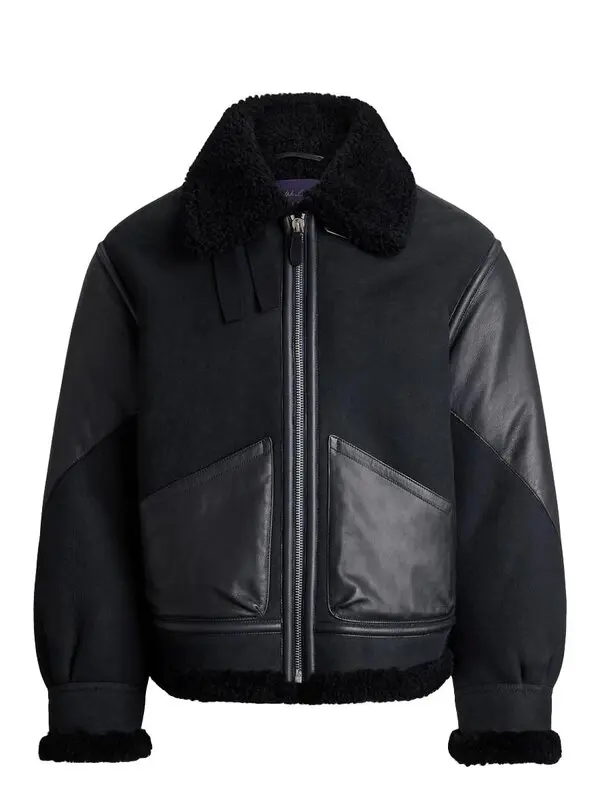 Ralph Lauren Purple Label Lutton Shearling Aviator Jacket - Multicolor