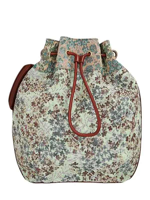 Dries Van Noten Squeeze Small Floral Tapestry Pouch Bag - Sky