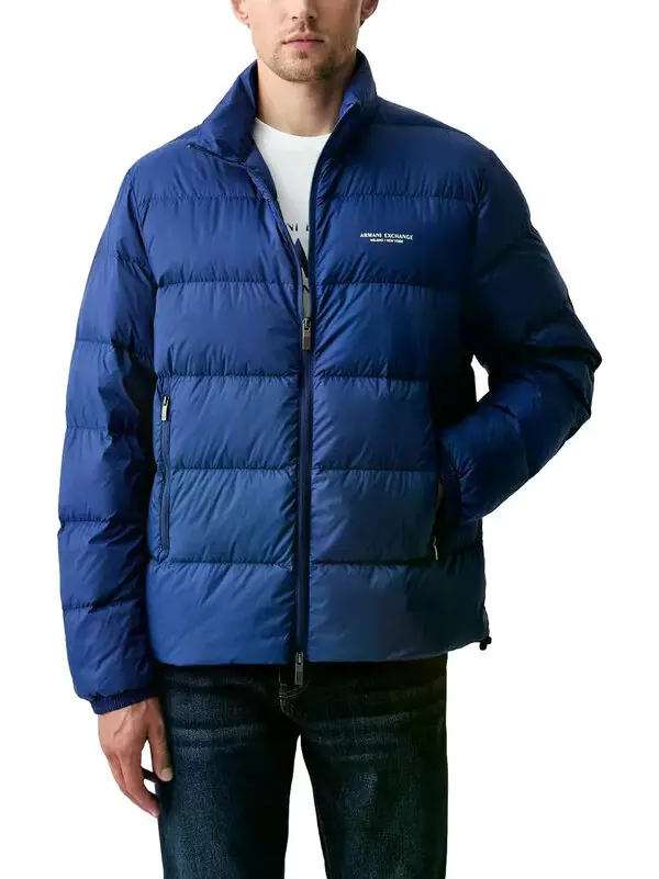 Armani Exchange Logo-print Quilted Jacket - Blue