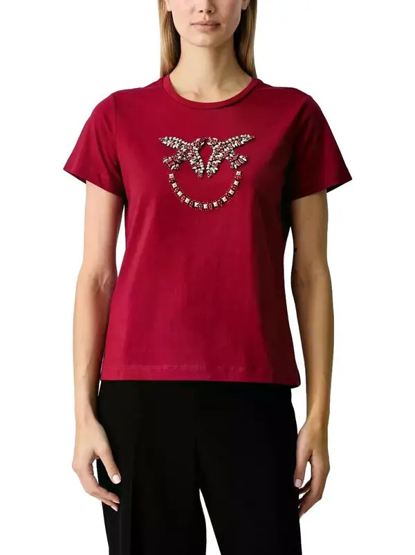Pinko Love Birds Crystal-embellished T-shirt - Red